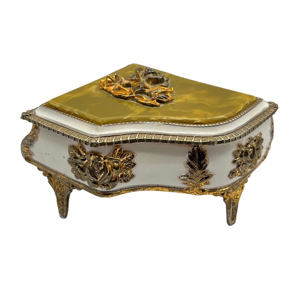 Sankyo | Accents | Vintage Sankyo Japan Gold Gilt Rose Flower Ornate ...